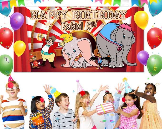 Dumbo Backdrop, Dumbo Backdrop Birthday, Dumbo Party, Dumbo Party ...