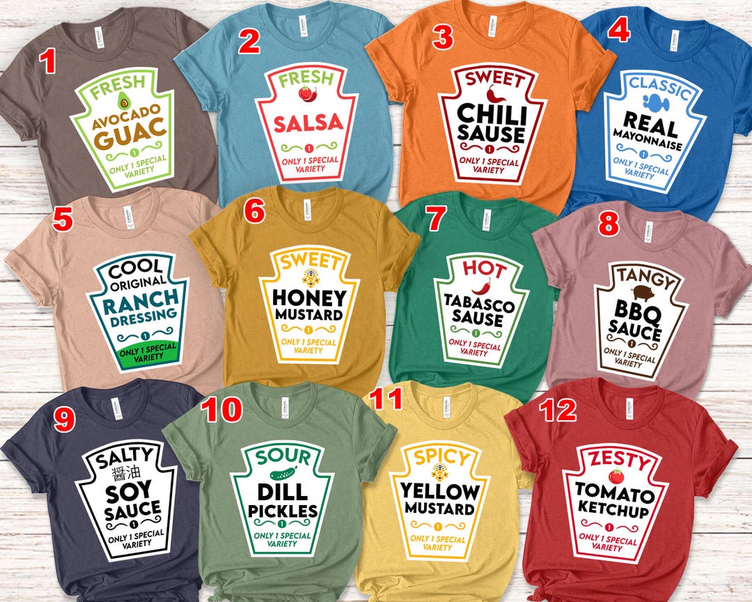 Group Condiments Shirt, Matching Condiment Costume Shirt, Ketchup and ...