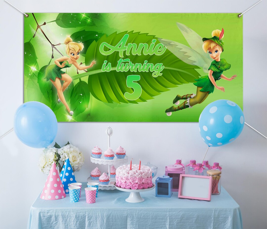 Fairy Tinkerbell Birthday Party Backdrop, Tinkerbell Birthday Banner ...