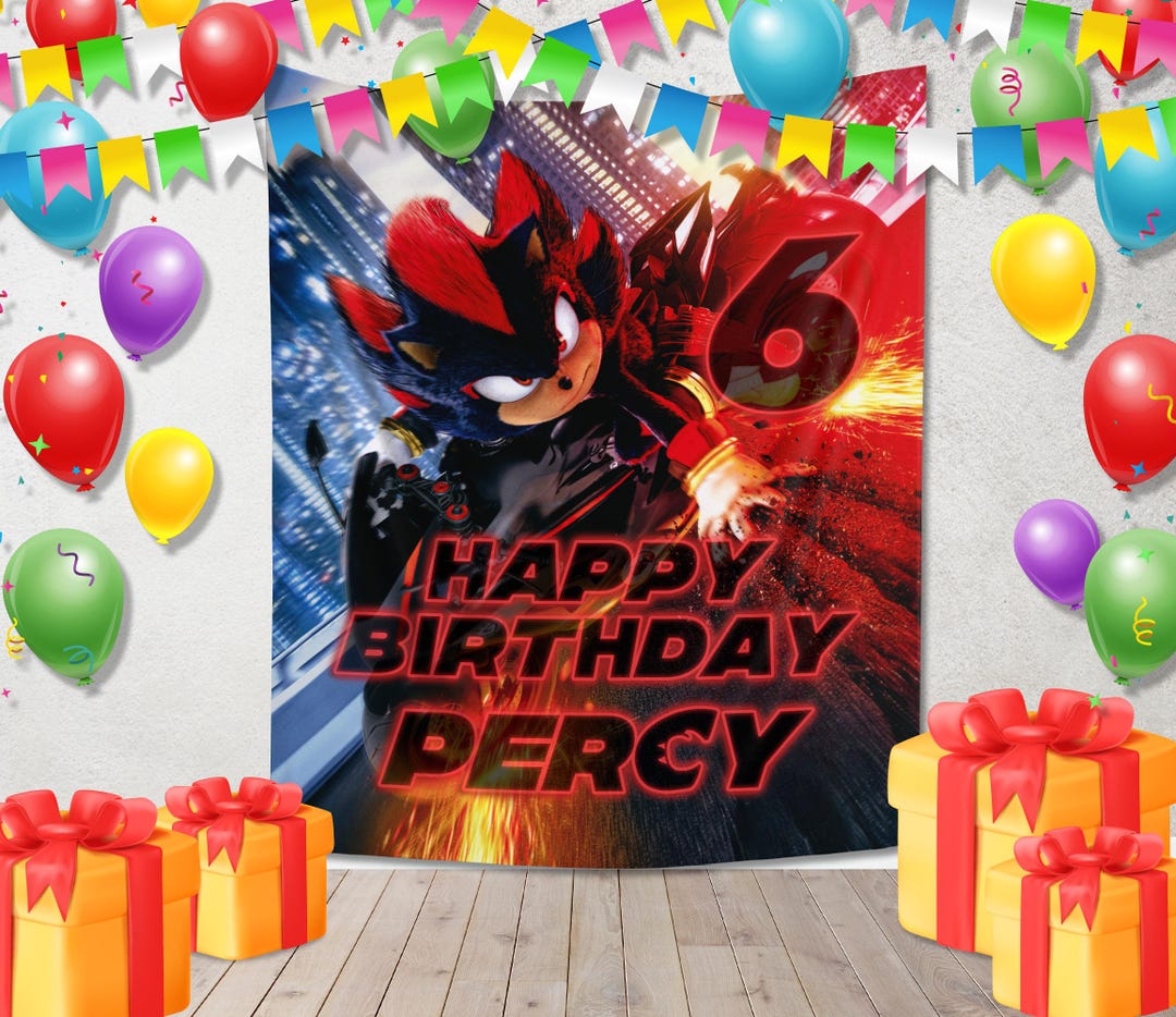 Sonic Birthday Party Backdrop/shadow Hedgehog Birthday Banner/custom ...