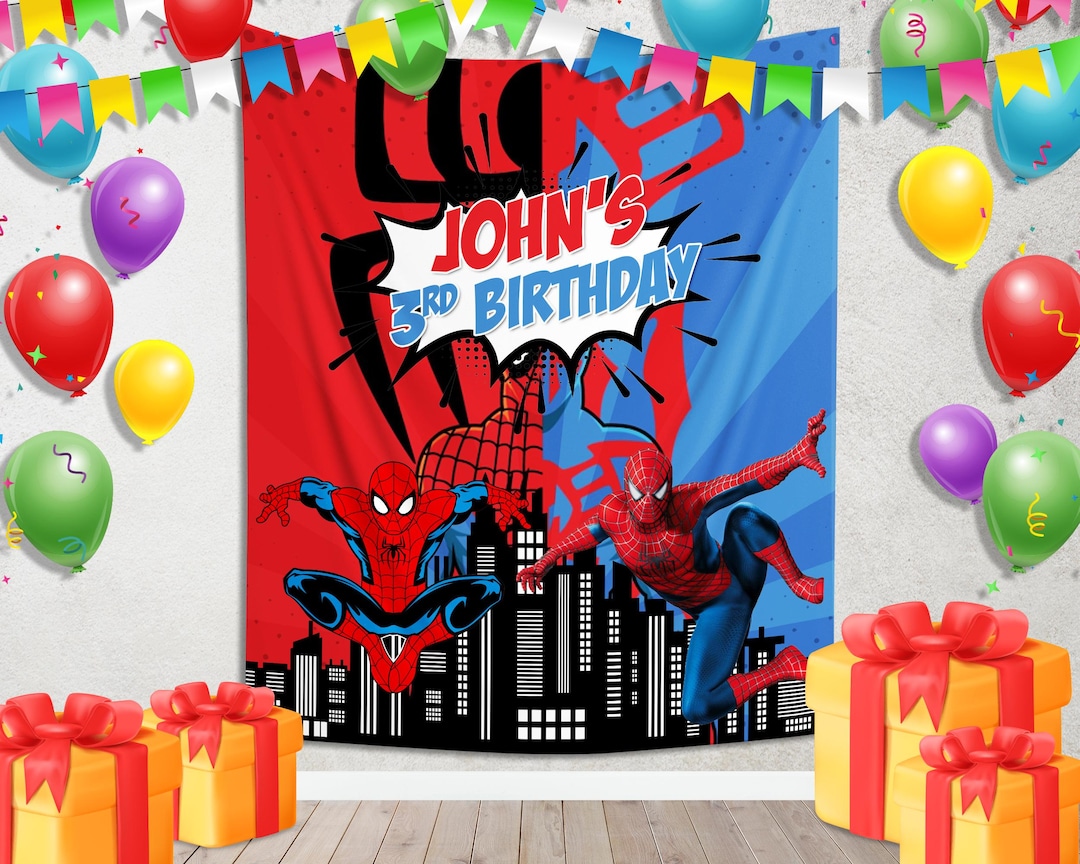 Spider Man Backdrop Banner, Spiderman Birthday Background, Superhero ...