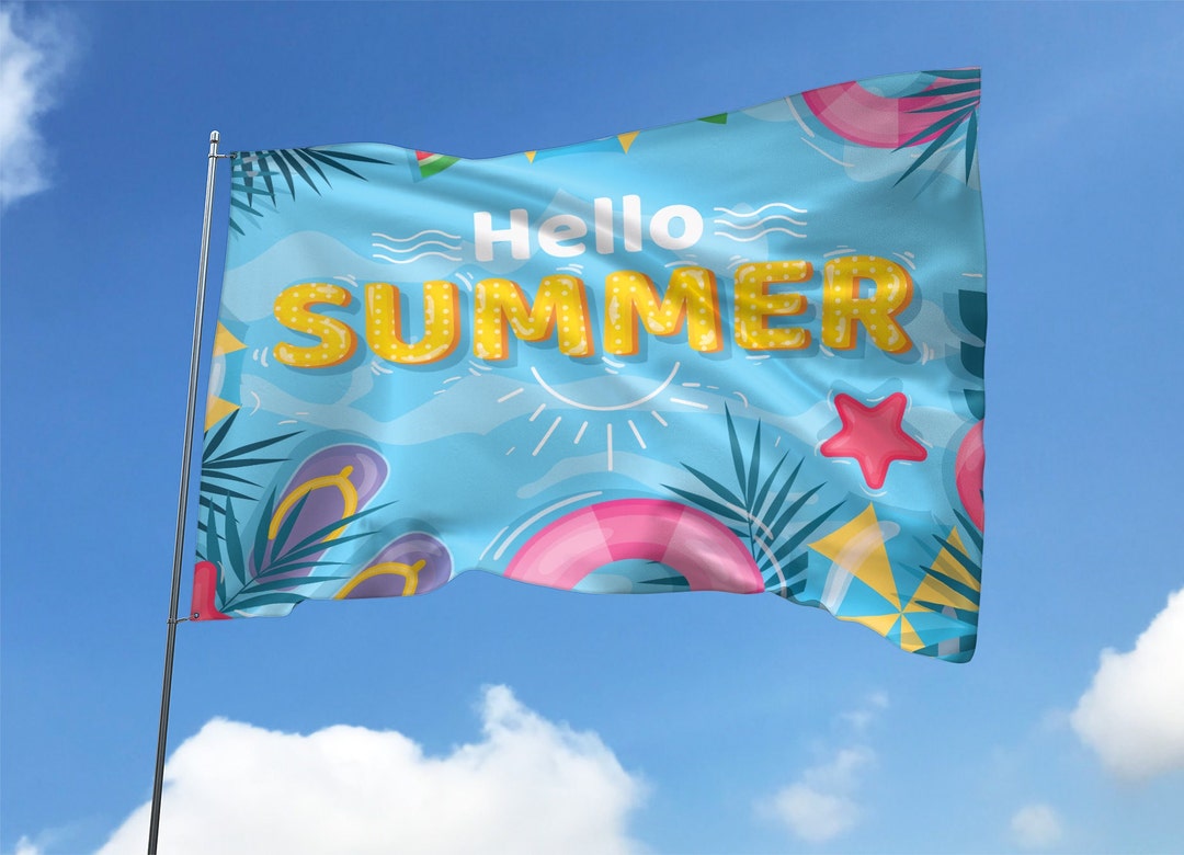 Hello Summer Flag 3x5 Ft Swimming Pool Decor Yard Sign Tropical Party ...