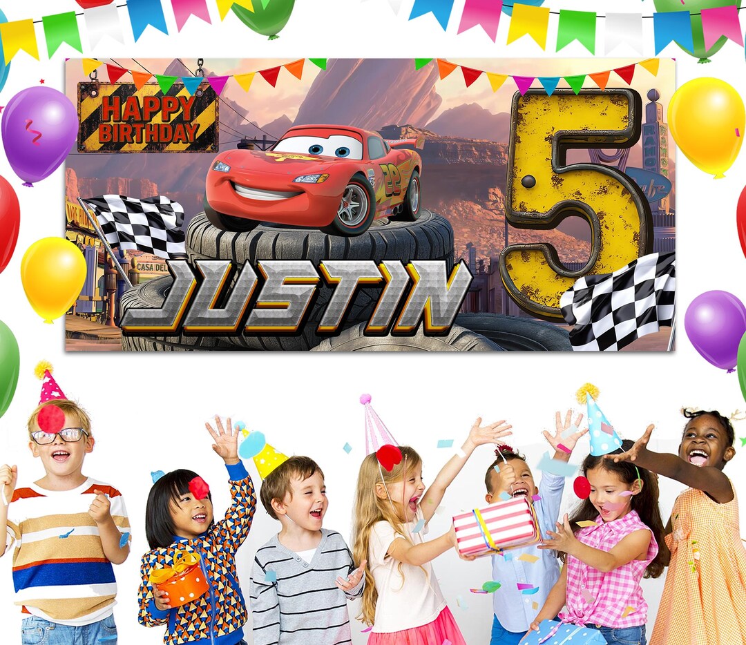 Cars Birthday Backdrop, Cars Birthday Party Decoration, Cars Custom ...