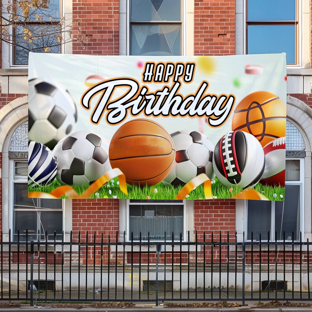 Sports Birthday Backdrop Boys Football Basketball Baseball Kids ...