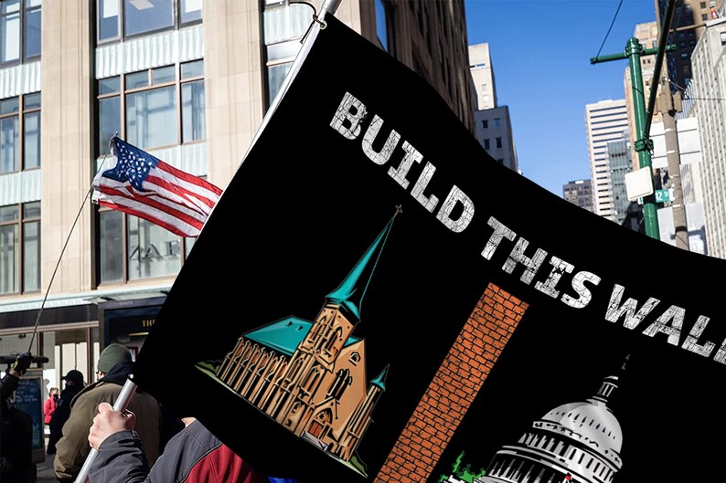 Separation of Church and State Flag, Build This Wall, No Religion in ...