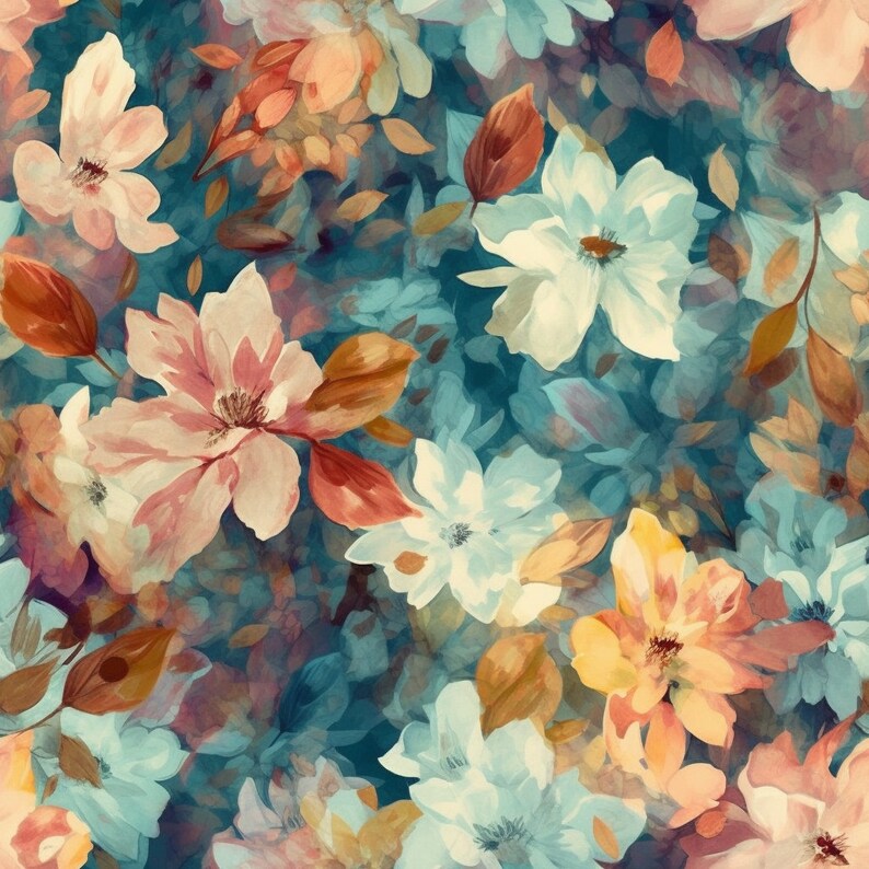 Oil Painting Floral Tileable Instant Dowload Lot of 2 - Etsy