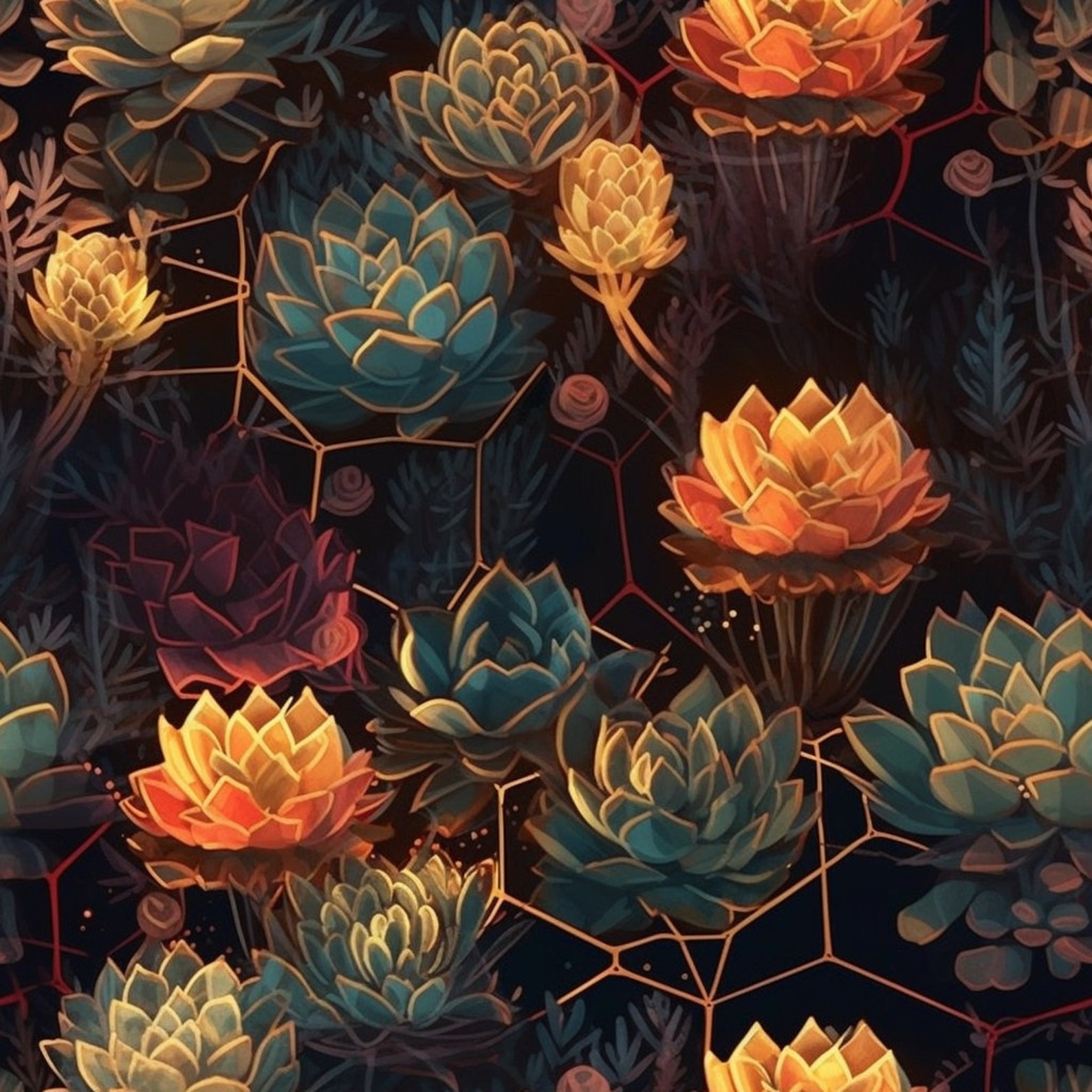 Succulents and Lamps Inspired Tileable Patterns Lot of 2 - Etsy