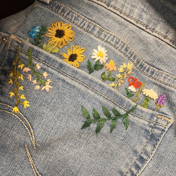 Embroidery Jeans - Etsy