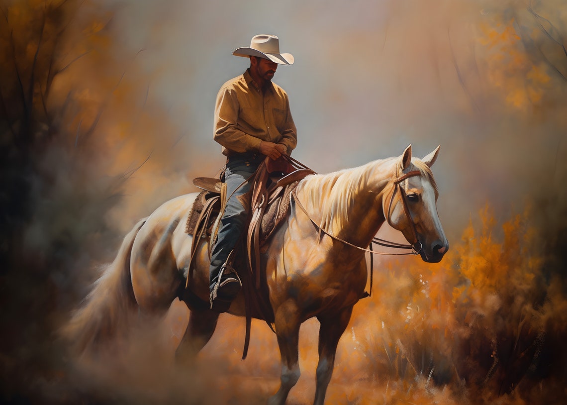 Cowboy Digital Art Print Vintage Inspired Printable Art Boho Wall Art ...