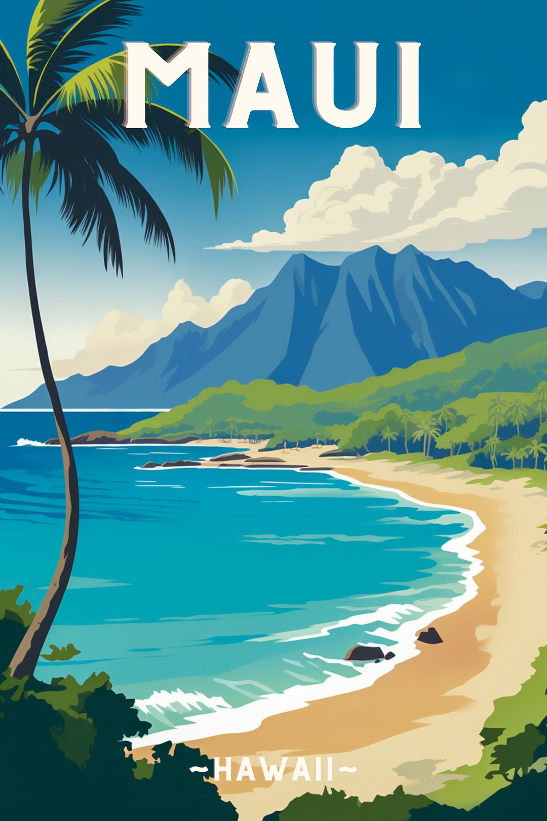 Vintage Travel Poster Maui Retro Poster Vintage Inspired Digital Wall ... Vintage Travel Poster Maui Retro Poster Vintage Inspired Digital Wall ...