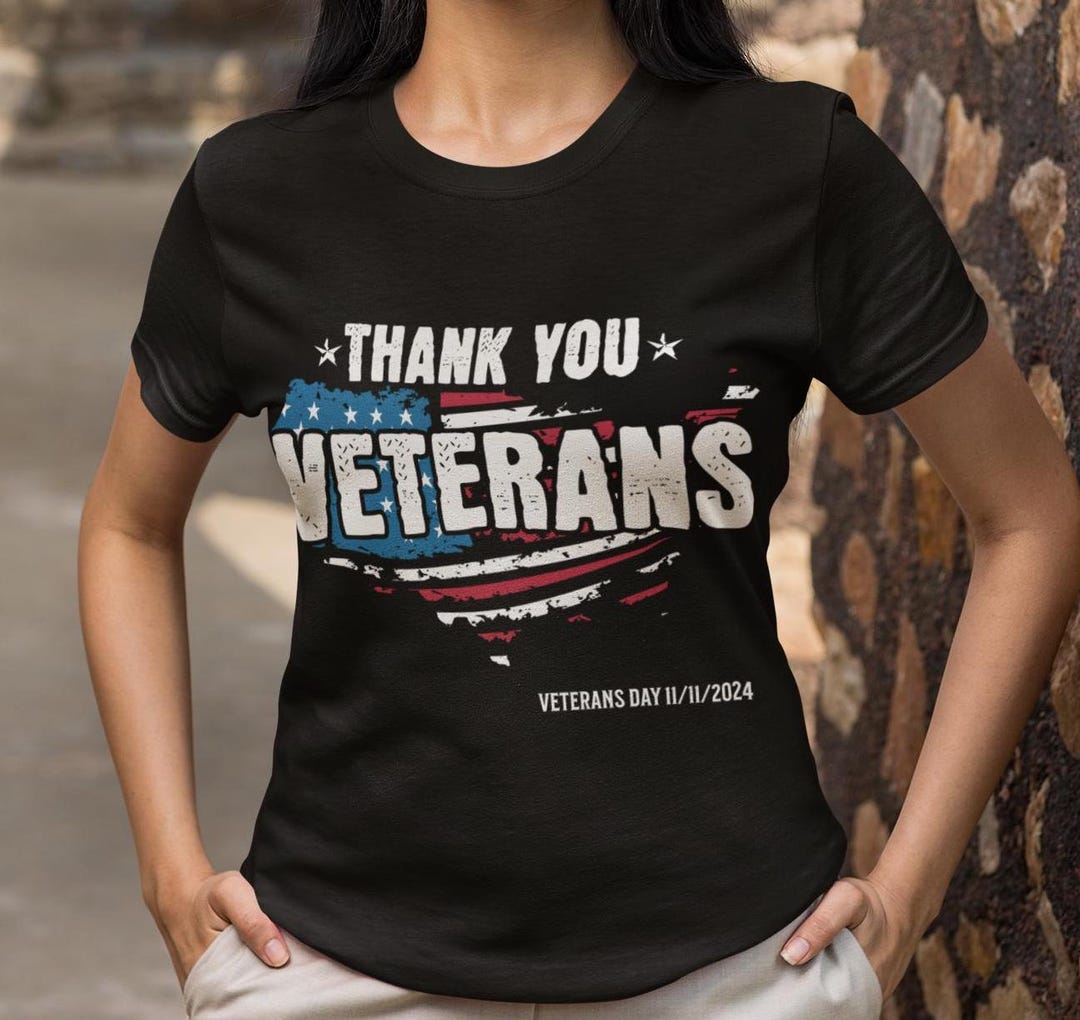 Patriotic Veterans Day Tee USA Flag Design Military Support Apparel ...