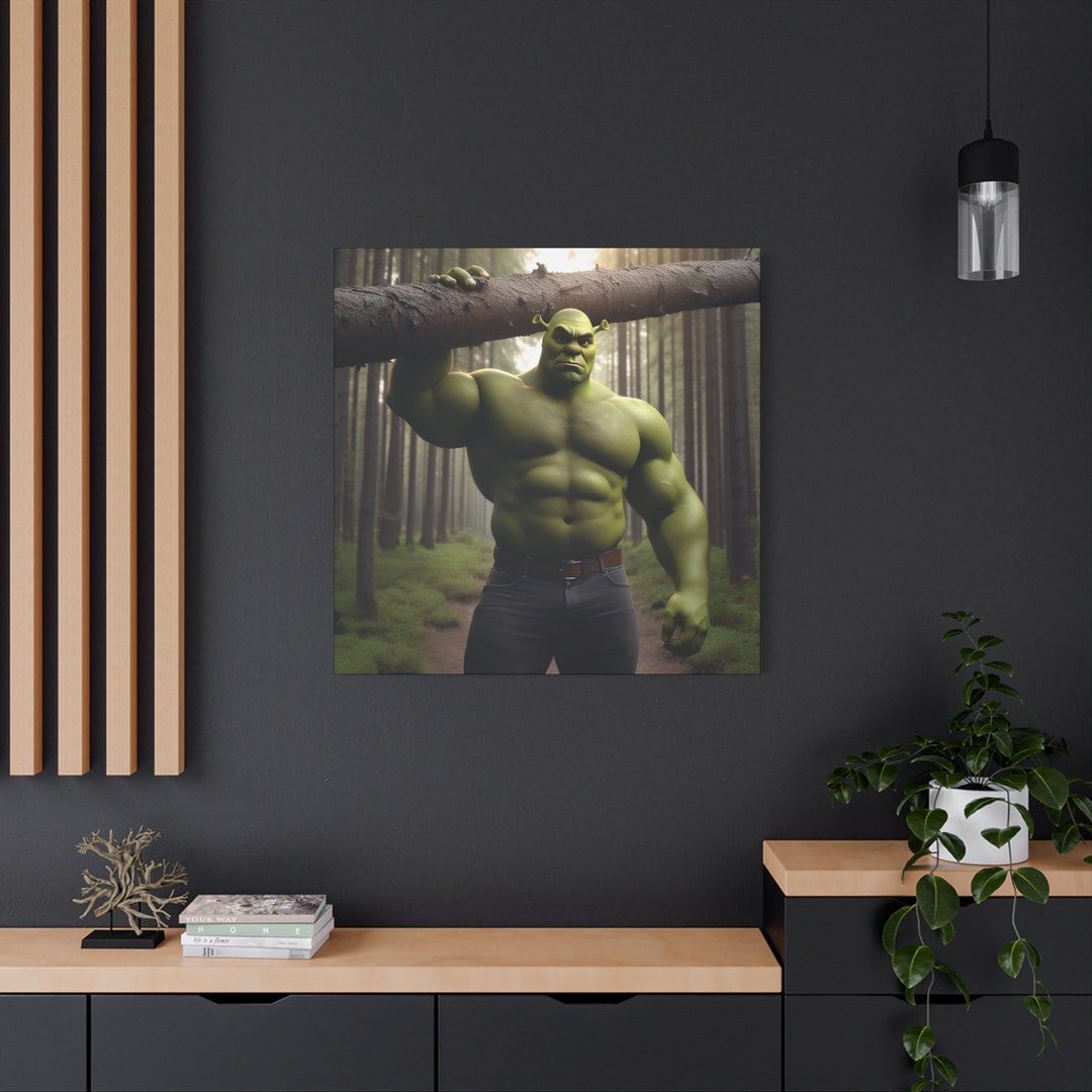 Funny Canvas Print Buff Shrek Modern Wall Art Gym Art Shrek Meme - Etsy
