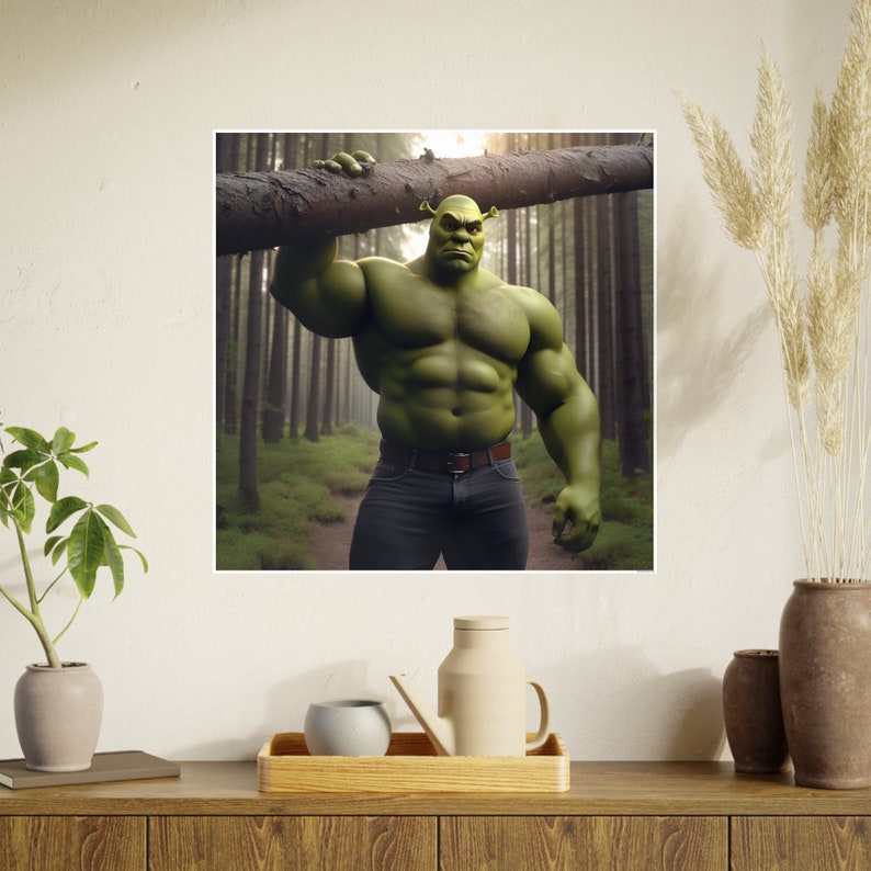 Funny Poster Print Buff Shrek Modern Wall Art Shrek Meme Funny Art ...