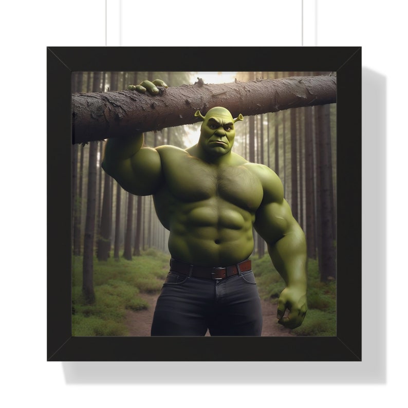 Funny Framed Poster Buff Shrek Art Modern Wall Art Meme Art Print Wall ...
