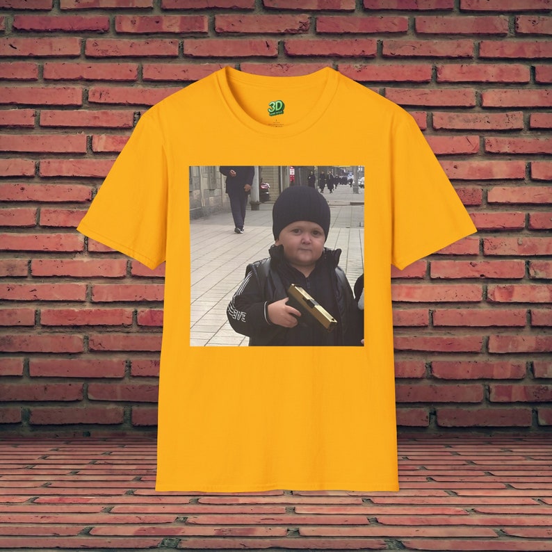 Funny Shirt Hasbulla Shirt WWE Hasbulla With Gold Gun Meme Graphic Tee ...