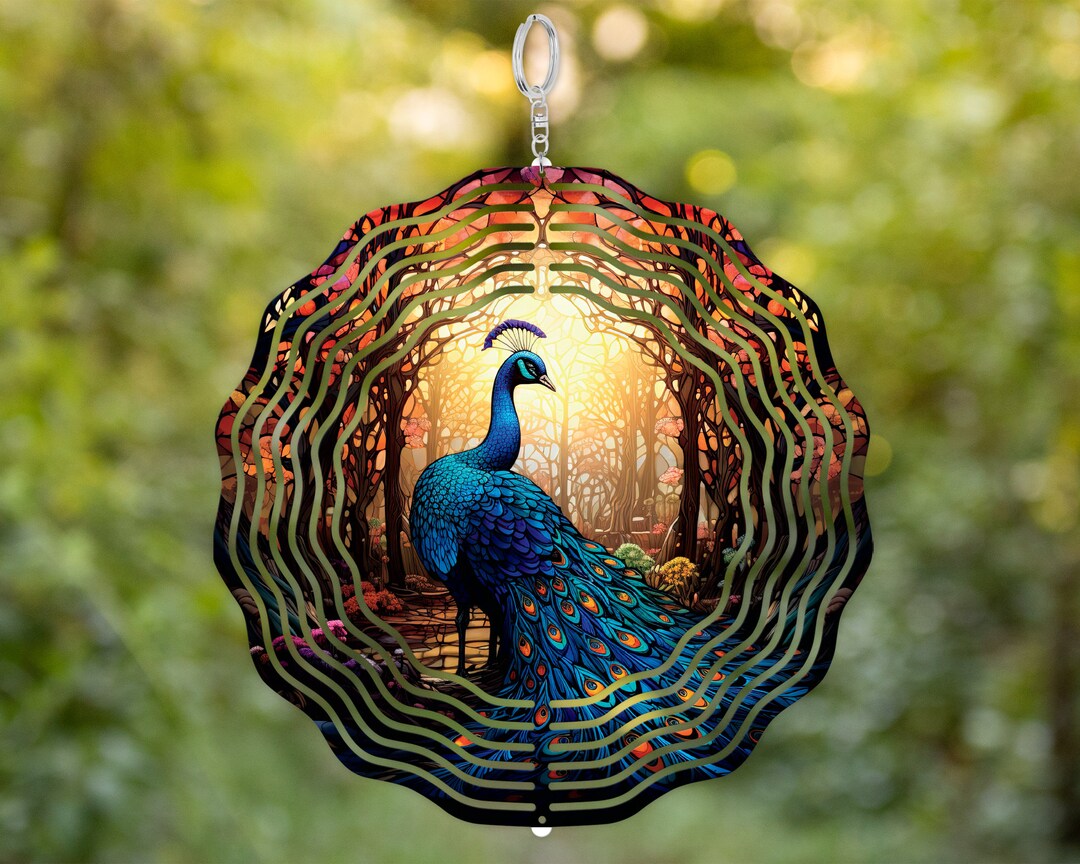 Peacock Wind Spinner Sublimation Design: Cottagecore Yard Art (digital ...