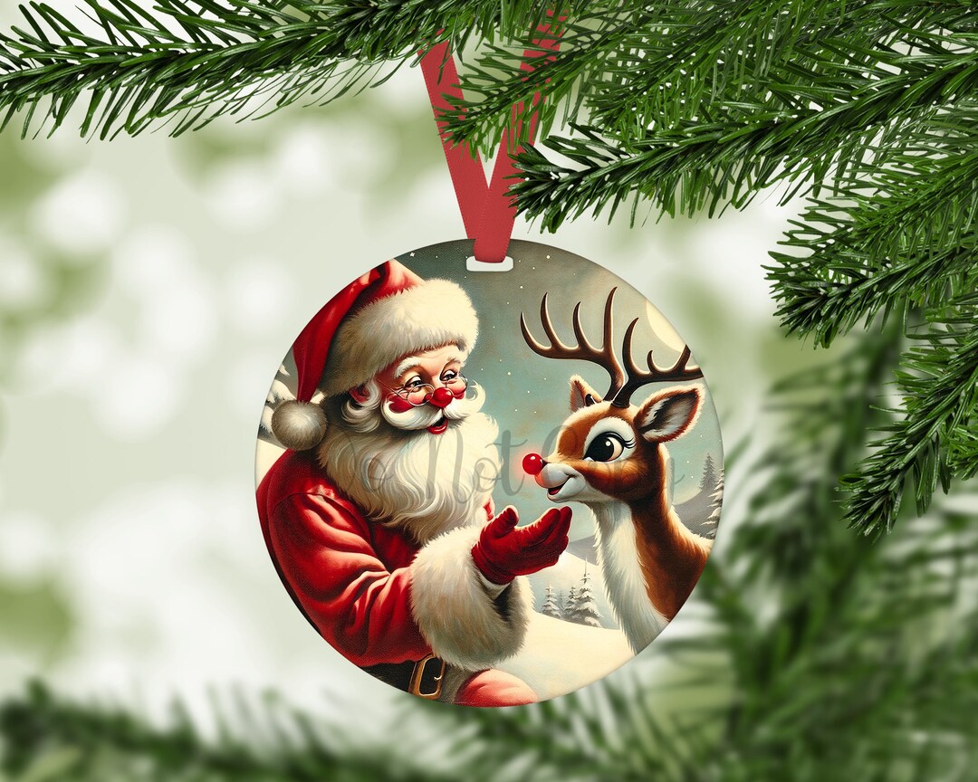 Santa & Rudolph Christmas Ornament Sublimation Design (digital Download ...