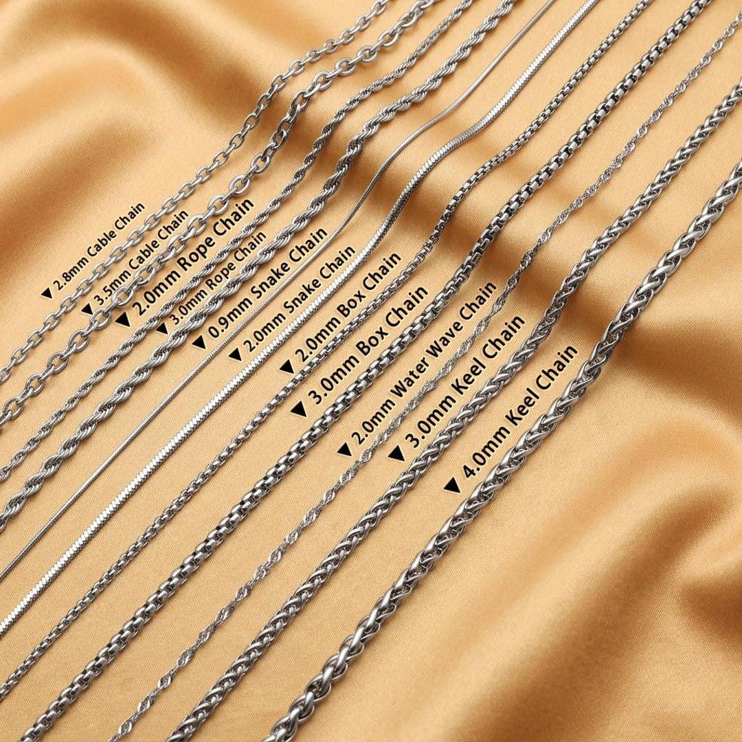 Waterproof Titanium Steel Chain Necklace for Men Women, Tarnish Free ...