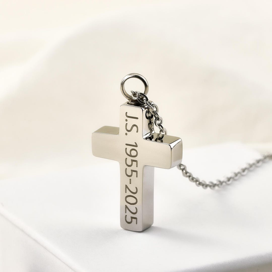 Personalized Cross Cremation Necklace: Stainless Steel Memorial Urn - Etsy