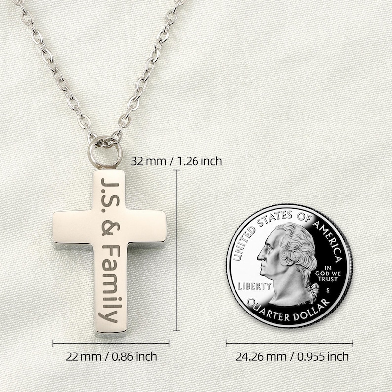 Handwriting Engraved Cross Urn Necklace: Stainless Steel Memorial ...