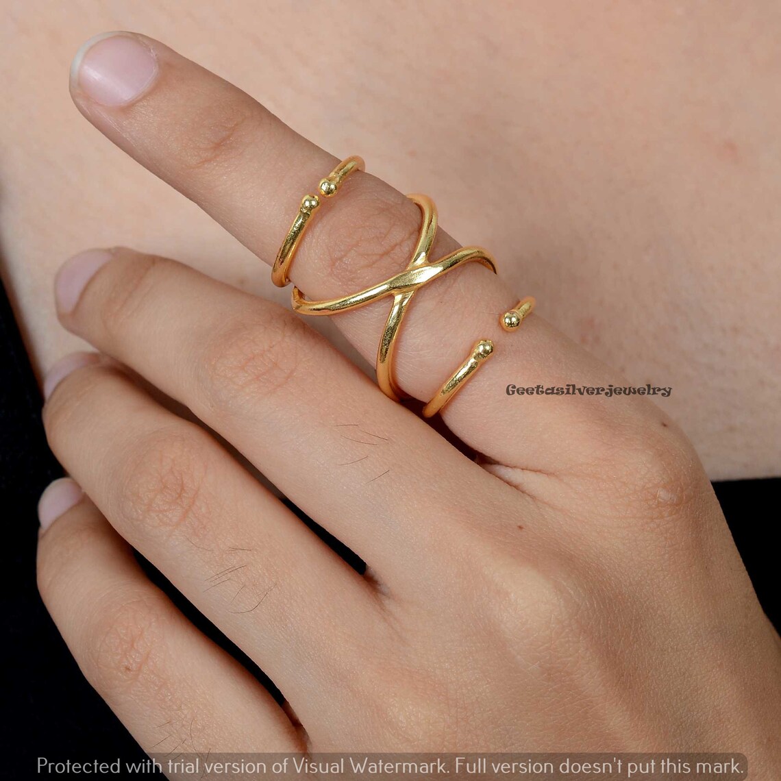 Arthritis Finger Splint Adjustable Sterling Silver 925 or Yellow Bronze ...