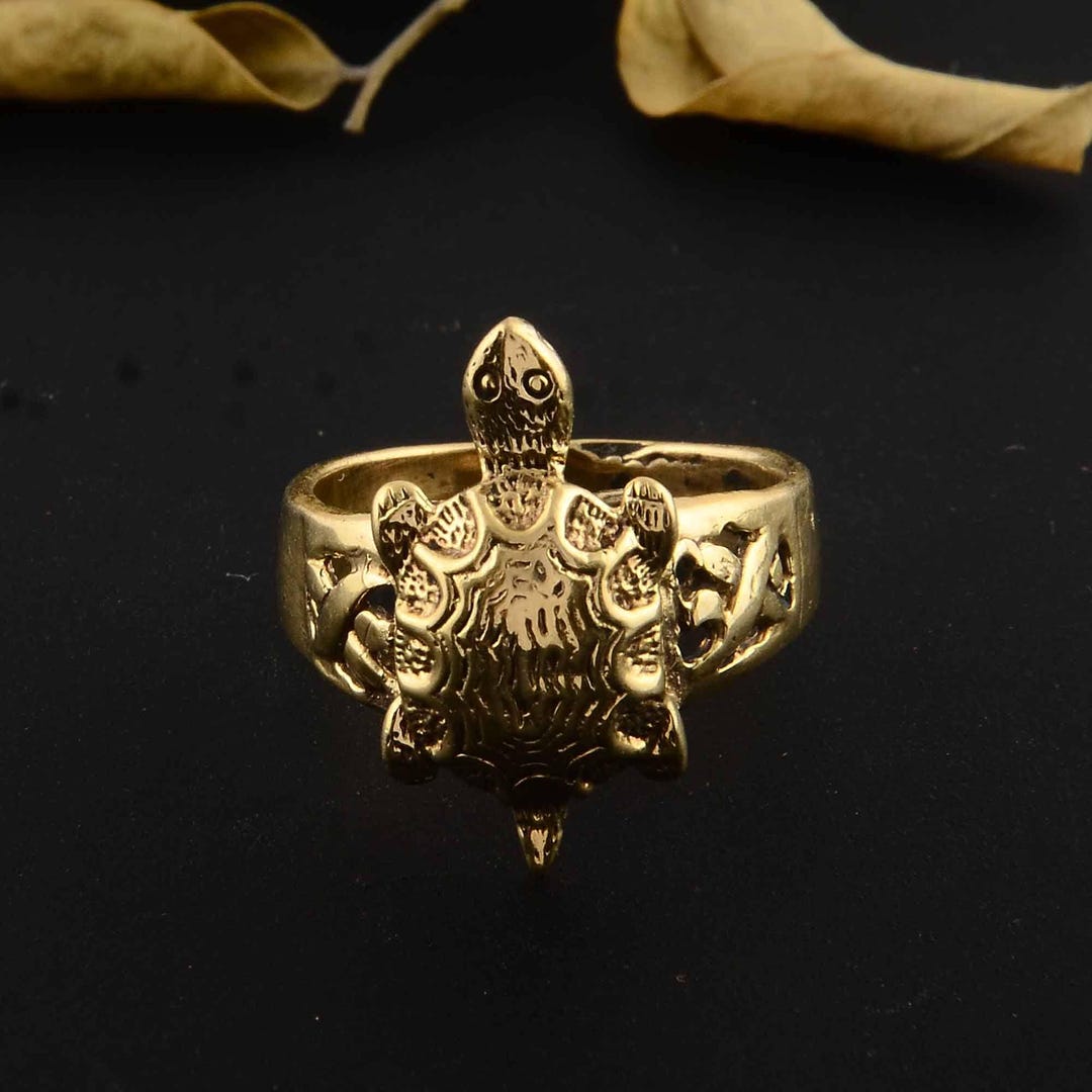 14kgold Tortoise Ring, Cute Animal Ring, Dainty Brass Ring, Tortoise ...