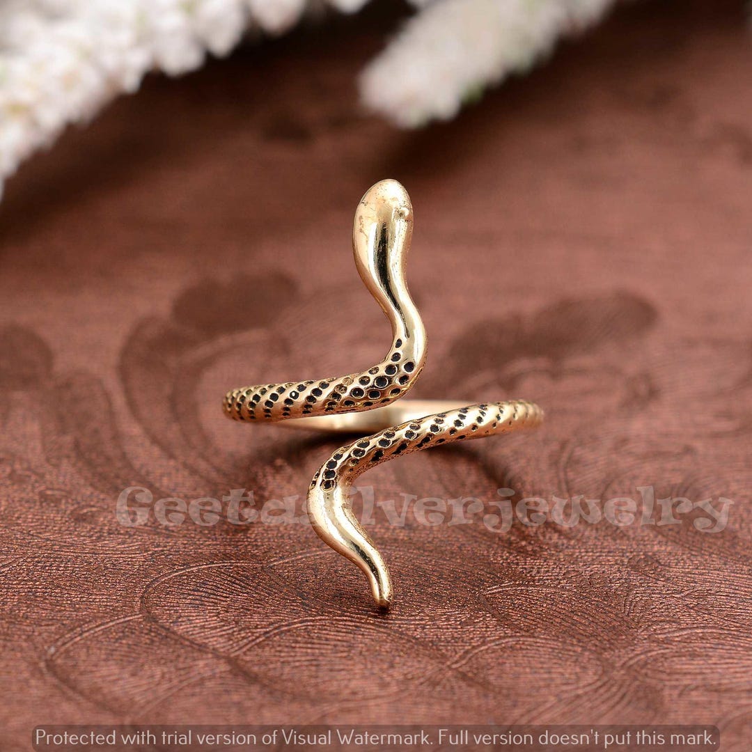 14k Gold Snake Ring,snake Wrap Ring,adjustable Snake Ring,gold Wrap ...