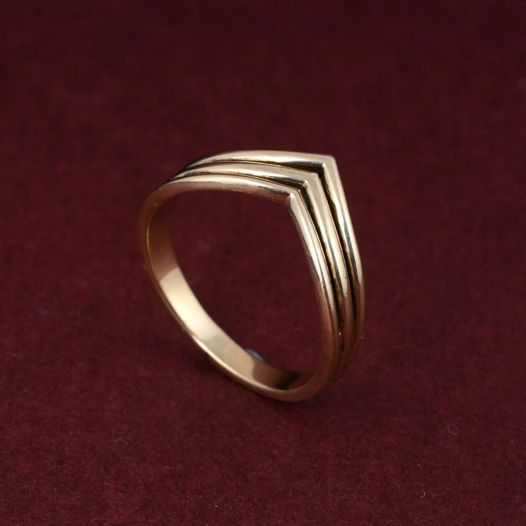 Solid Brass V Ring, Brass V Shaped Ring, Chevron Ring, Gold Brass ...