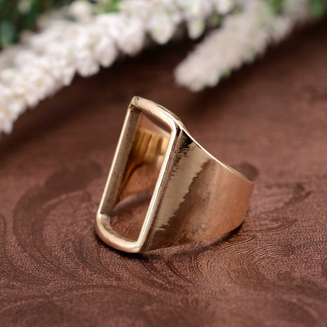 Brass Signet Ring, Flat Top Ring, Gold Ring, Men Signet Ring, Geometric ...