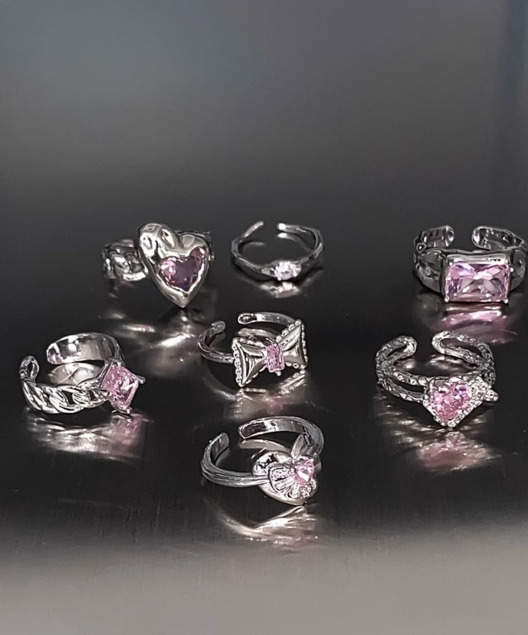 Pink Crystal Y2k Ring Gemstone Y2K Rings Stackable Rings - Etsy