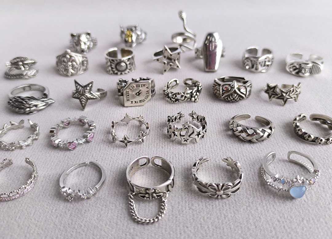 Punk Y2K Ring / Unisex Chunky Ring / Adjustable Punk Ring / Modern ...