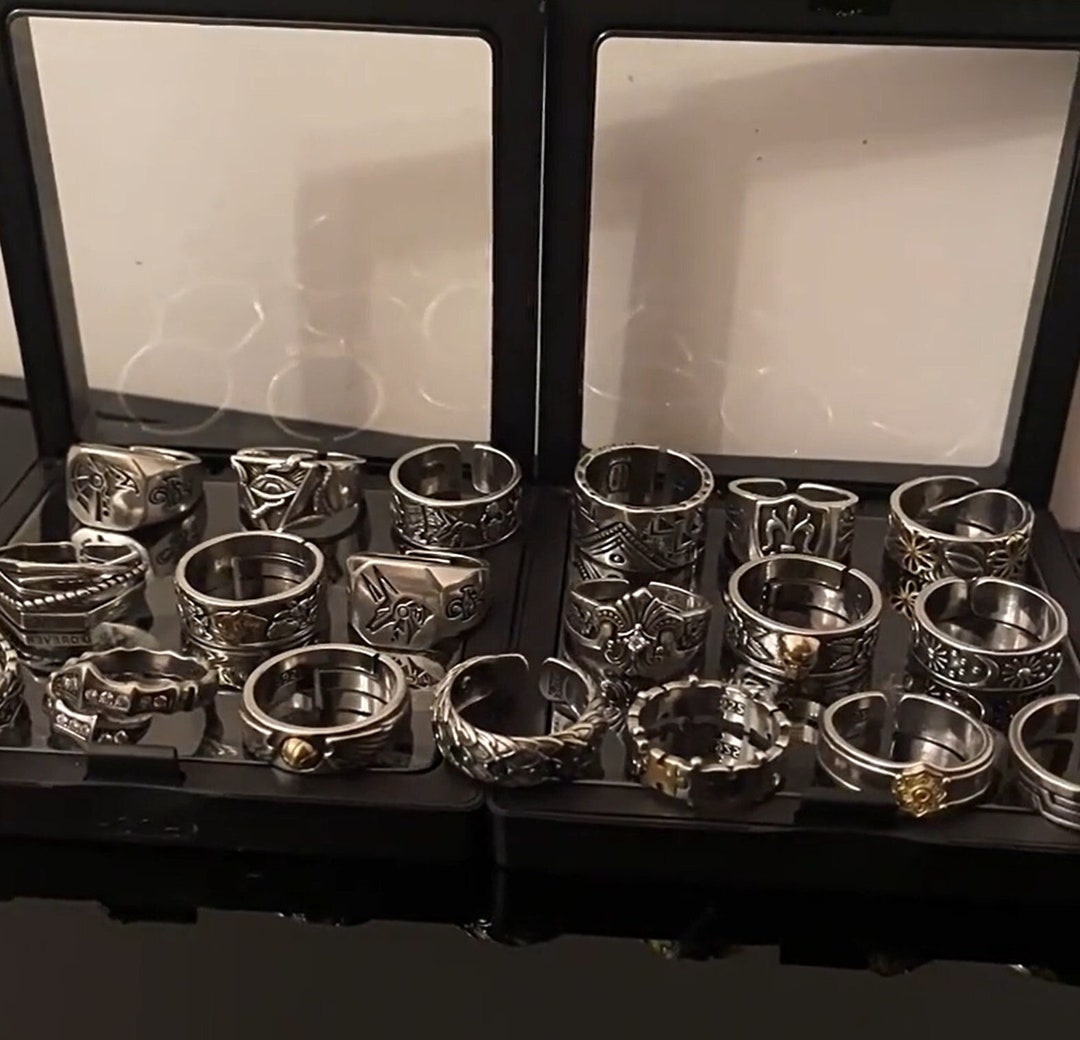 Gothic Y2k Signet Ring, Punk Chunky Ring, Goth Band Rings, Streetwear Y2K Rings, Chunky Signet ...