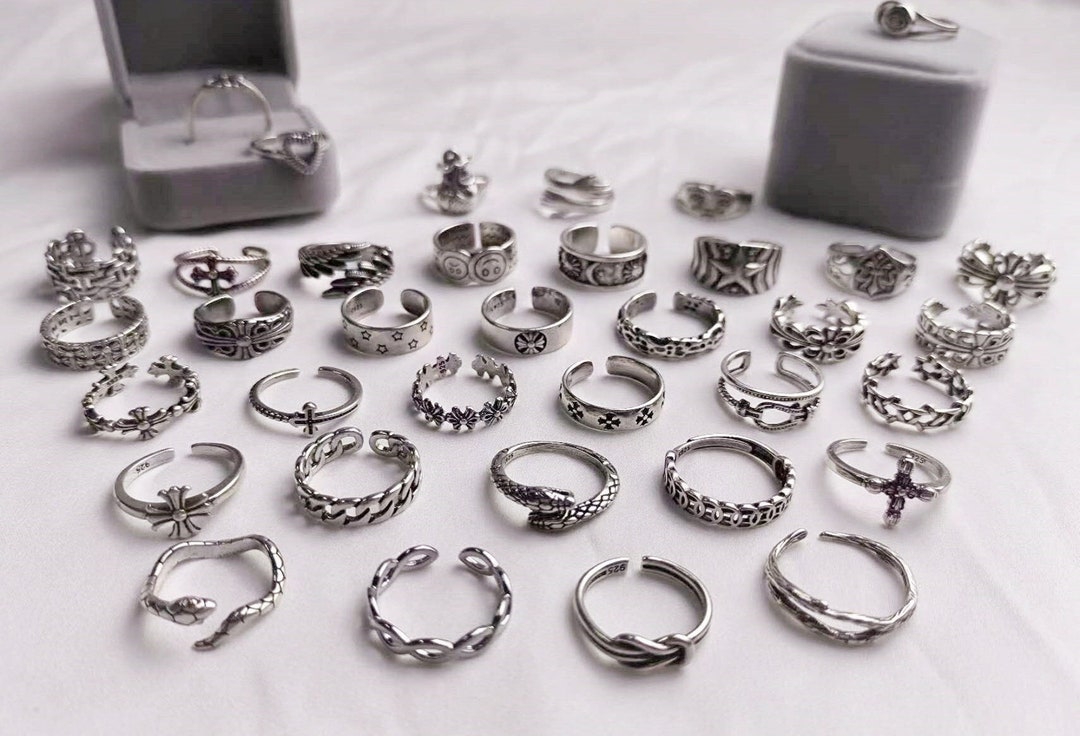 Goth Y2K Punk Rings, Unisex Chunky Goth Ring, Open Size Punk Gothic ...