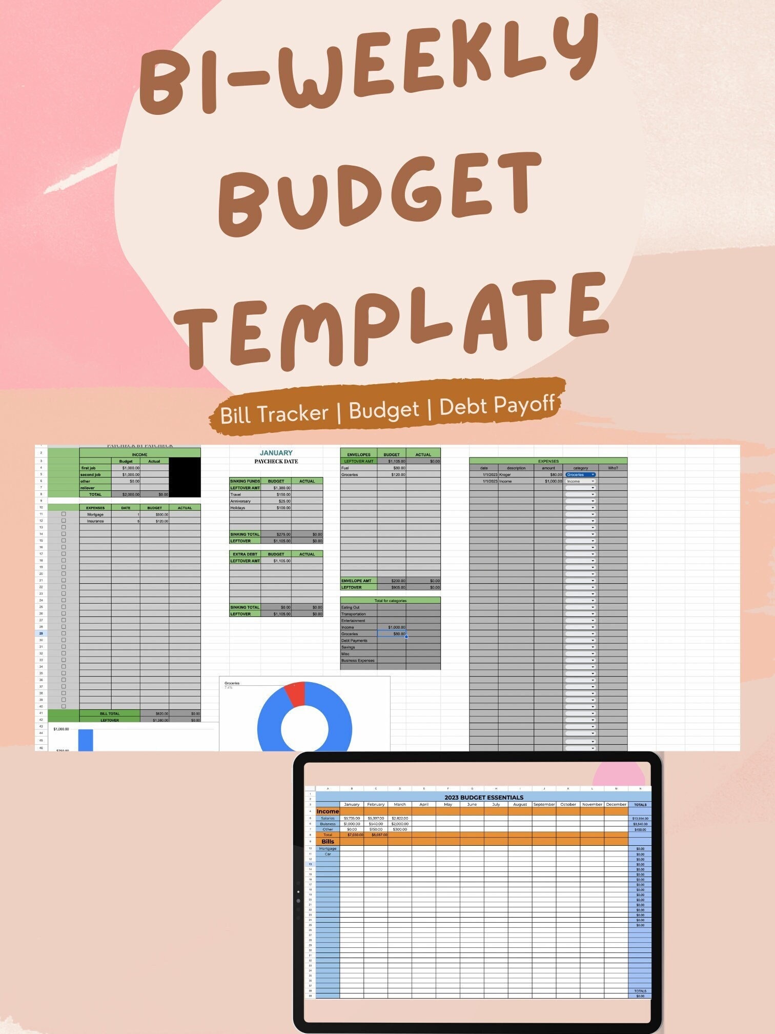 Bi Weekly Budget Spreadsheet Template for Google Sheets, Budget by ...