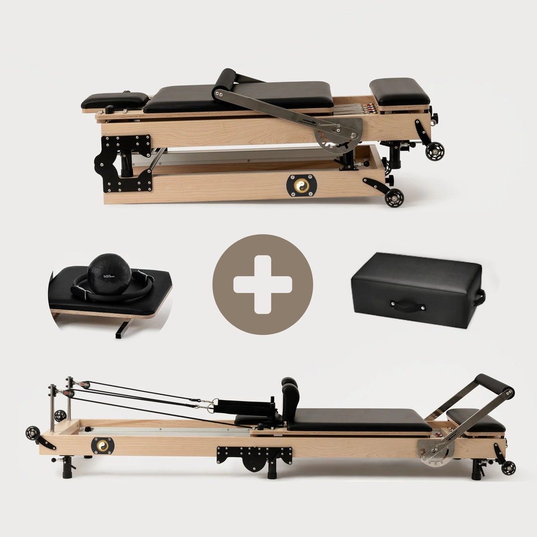 Foldable Wood Pilates Reformer Machine Bundle Zous 2.0 Advanced by ...