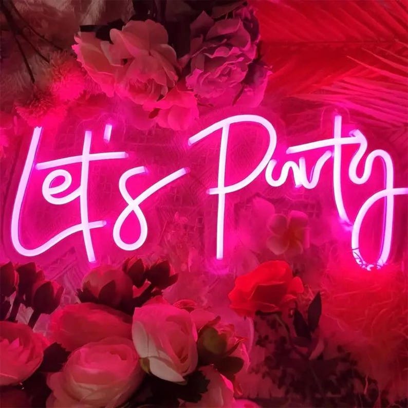 Let's Party Neon Sign Party Backdrop Wedding Decor Wall Hanging Gift ...