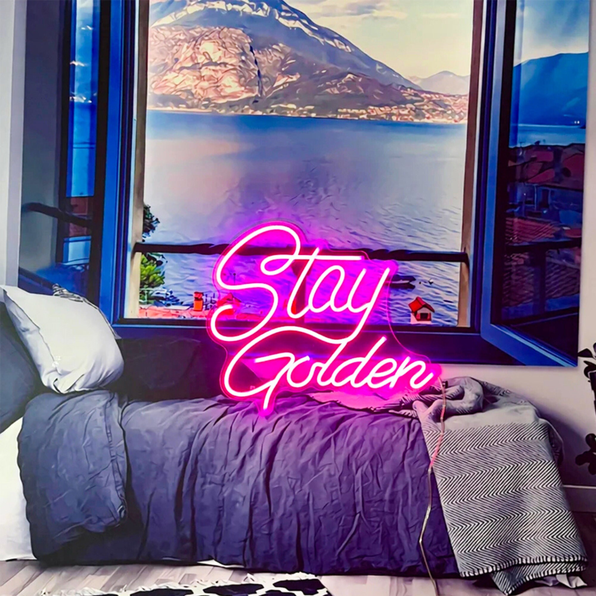 Stay Golden Neon Sign Custom Neon Sign Neon Sign Room Decor LED Neon ...
