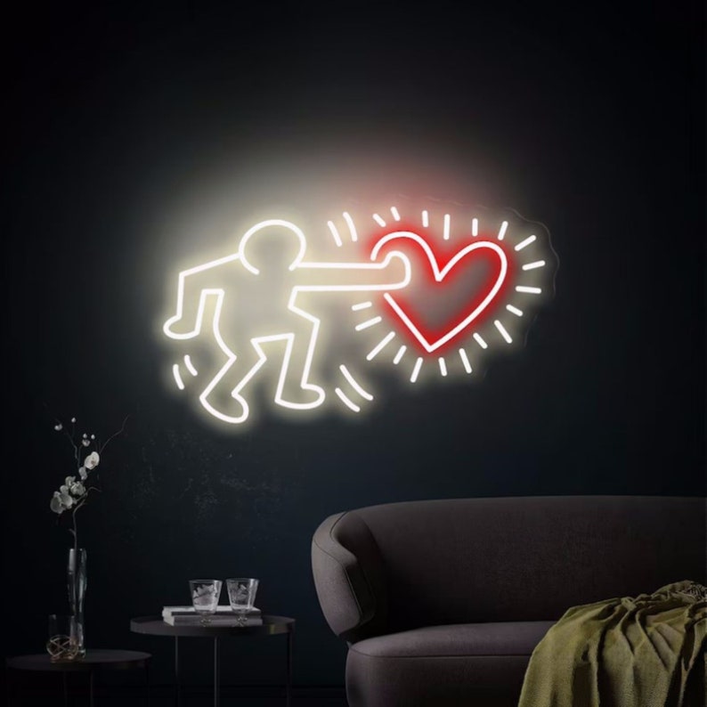 Love is the Cure Neon Sign Keith Haring Send Love Neon Sign Keith ...