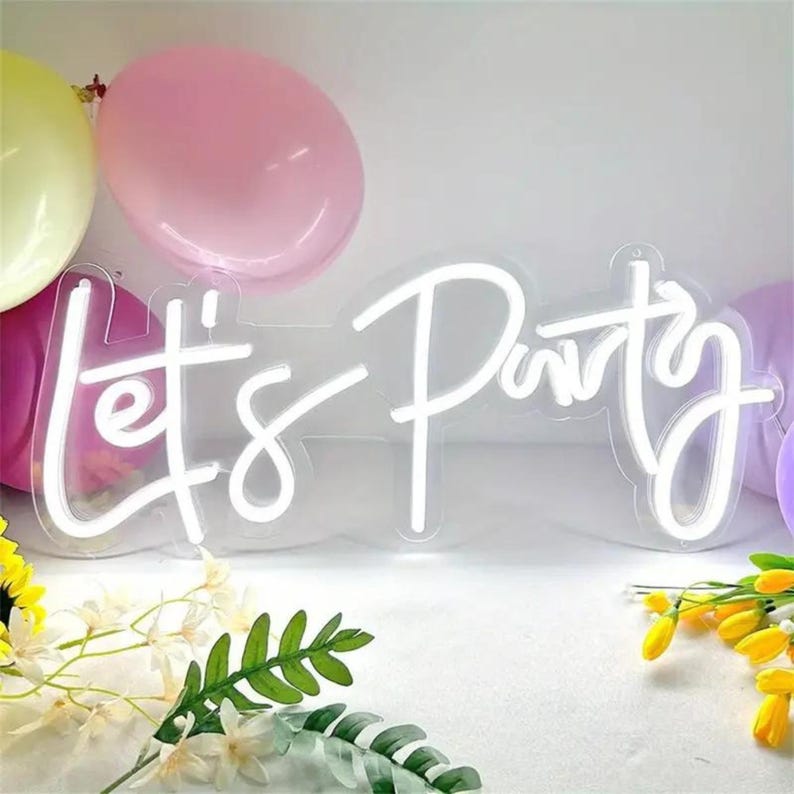 Let's Party Neon Sign Party Backdrop Wedding Decor Wall Hanging Gift ...