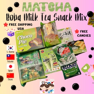 Matcha Bubble Boba Milk Tea Drink/ Matcha Snack Mix/ 12 Pcs/ Mochi ...