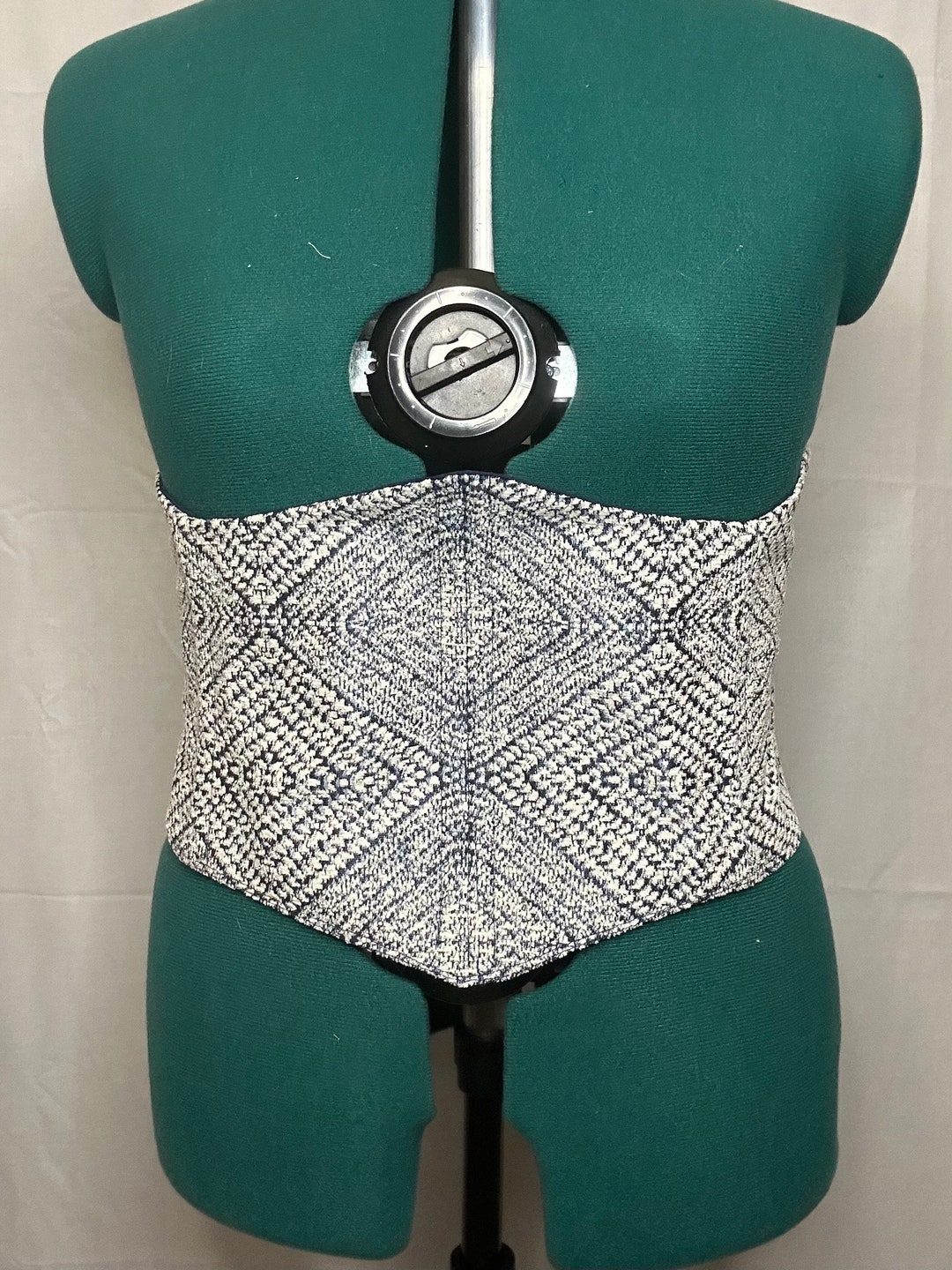 Diamond Underbust Corset - Blue and White Upholstery Fabric, 34 Inch ...