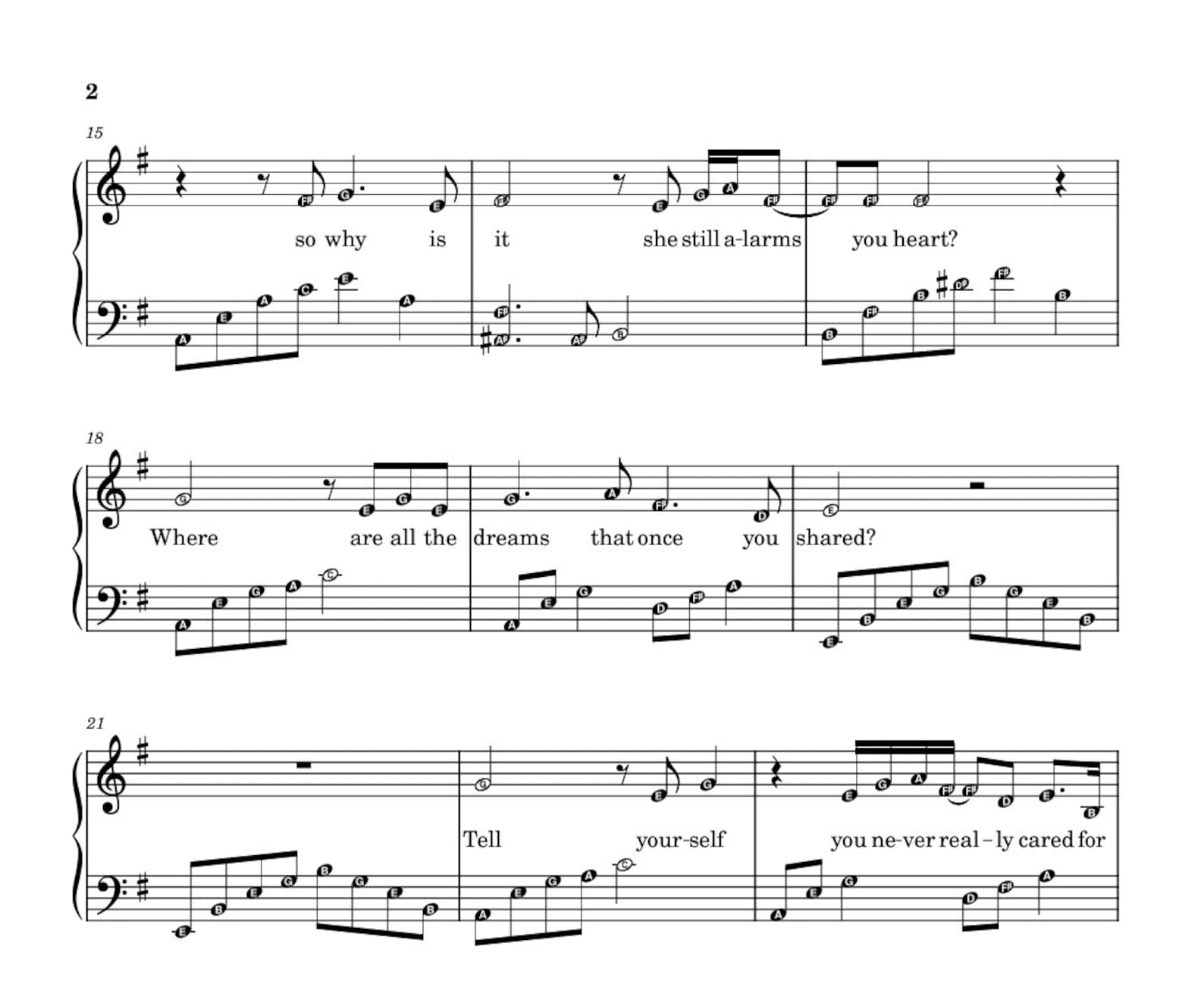 Once in a Long and Lonely While - Piano Sheet Music Score With Note ...