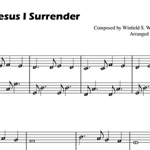 All to Jesus I Surrender - Piano Sheet Music Easy Grade 1 - Etsy