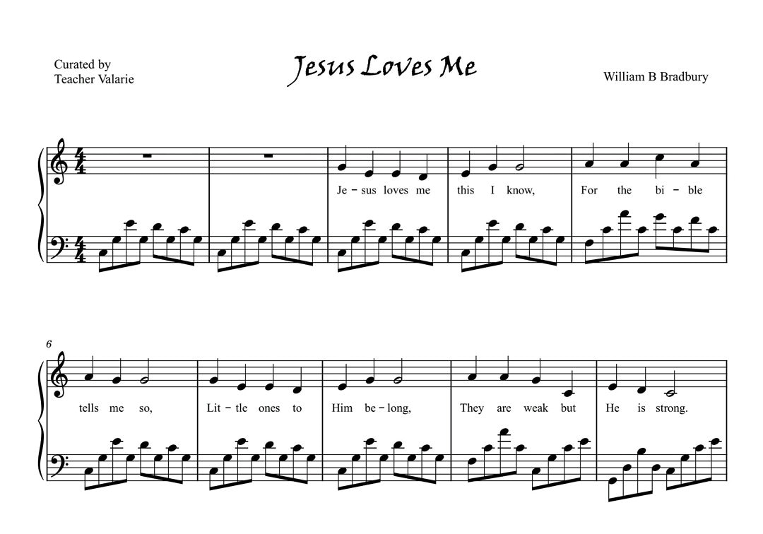 Jesus Loves Me - Bundle of 3 Piano Sheets (3 Variations) Music Score ...