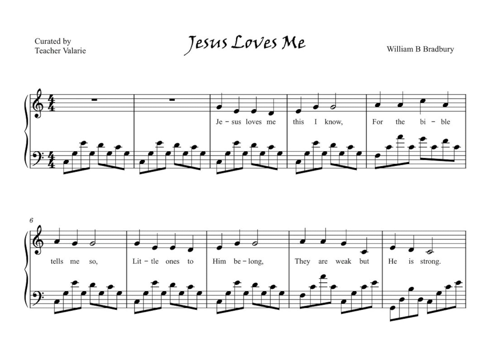 Jesus Loves Me - Bundle of 3 Piano Sheets (3 Variations) Music Score ...