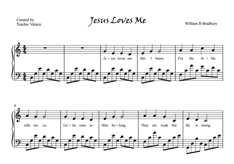 Jesus Loves Me - Bundle of 3 Piano Sheets (3 Variations) Music Score ...