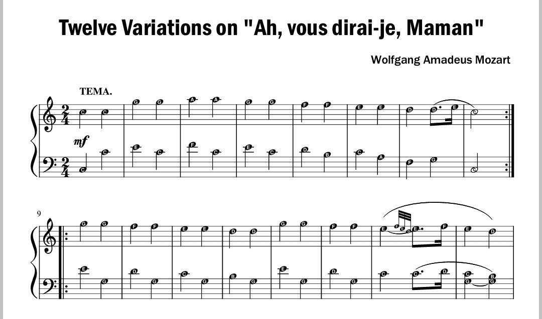 TWELVE VARIATION AH Vous Dirai Je Maman Digital Piano Sheet Mozart - Etsy
