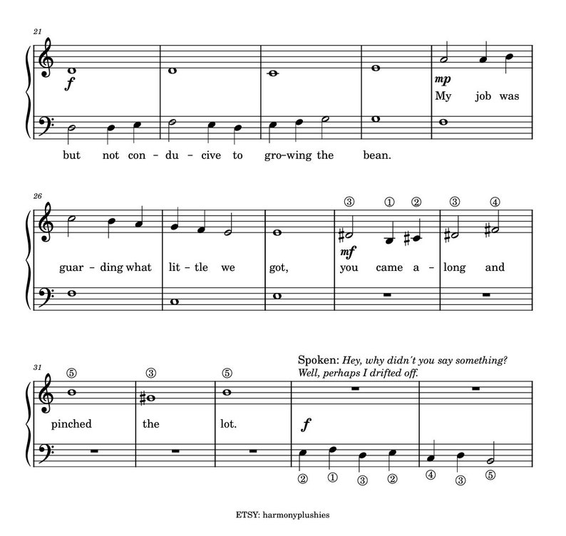 Oompa Loompa Doompety Doo | Easy Piano Sheet Music Score With Note ...