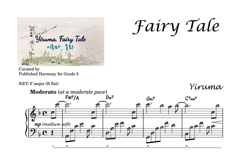 Fairy Tale by Yiruma | Romantic Piano Sheet Music Score Beautiful Sounds Self Learning Series 7 ...