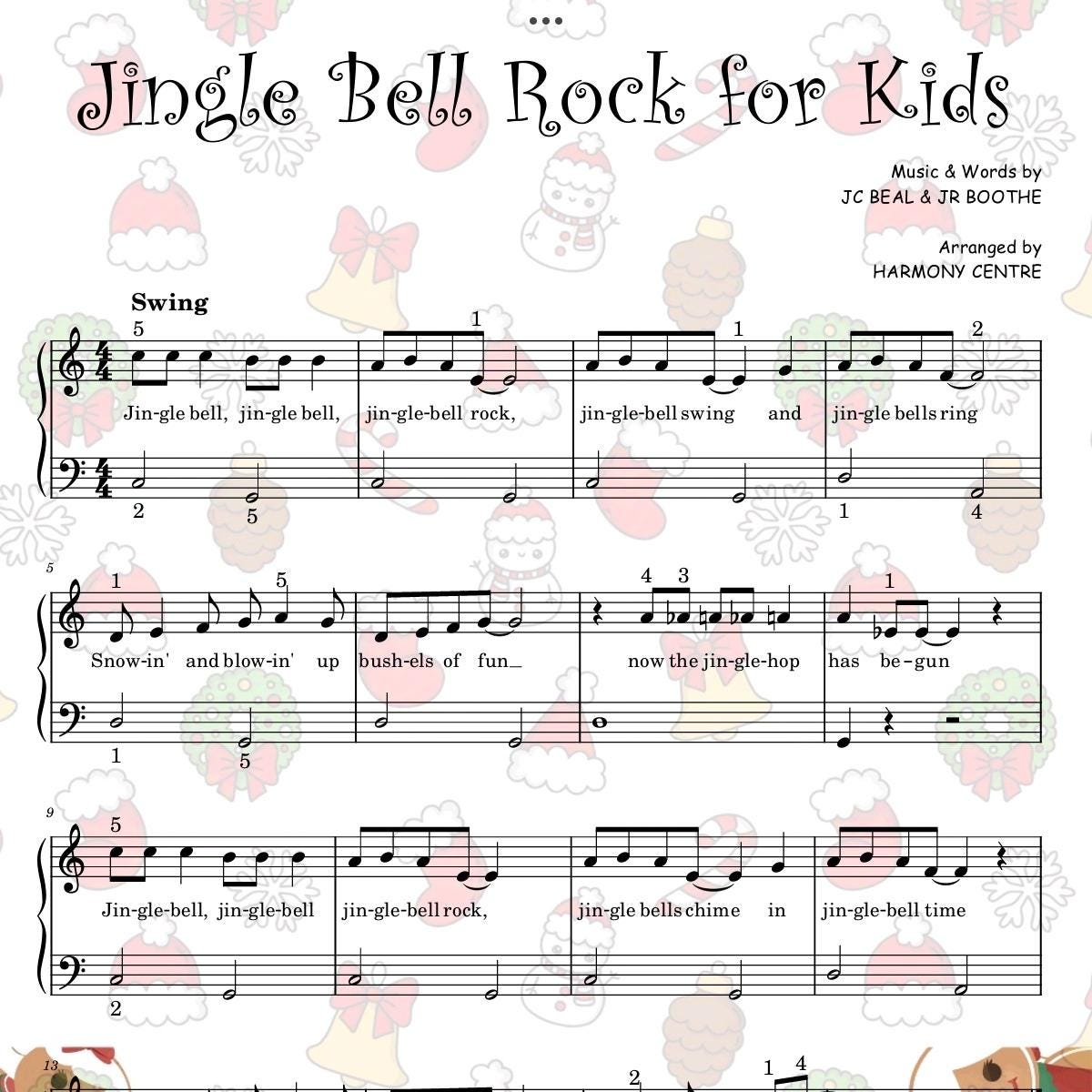 Jingle Bell Rock for Kids Piano Sheet Music Score With Note Names - Etsy UK